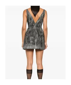 Marni Flared Mini Dress With V-necks - Black