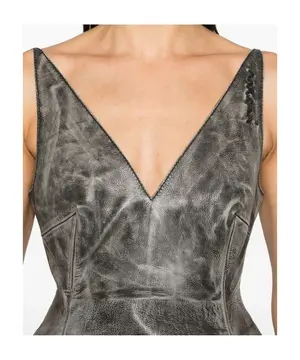 Marni Flared Mini Dress With V-necks - Black