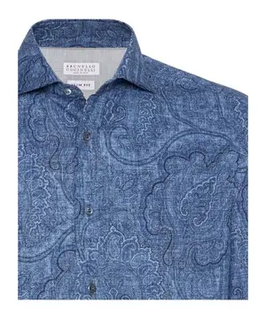 Brunello Cucinelli Patterned Jacquard Buttoned Shirt