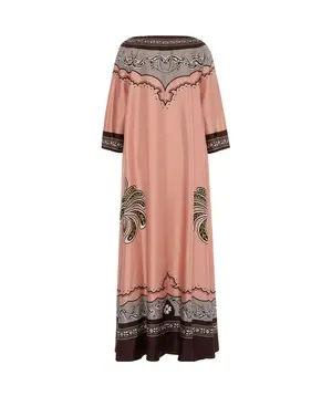 La DoubleJ Muumuu Maxi Dress With V-neck And Quarter Sleeves - Light Pink