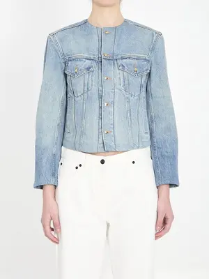 Celine Classic Fit Denim Jacket With Triomphe Buttons - No