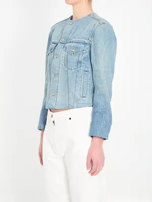 Celine Classic Fit Denim Jacket With Triomphe Buttons - No