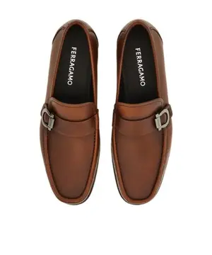 FERRAGAMO Gancini Detail Loafers - Brown