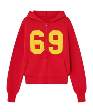 Gimaguas 69" Distressed Zip-up Hoodie