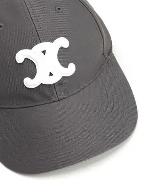 Celine Triomphe Baseball Cap In Washed Cotton Gabardine - Black