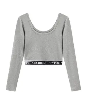 Marissa Chiara Long-sleeve Cropped T-shirt With Scoop Neckline