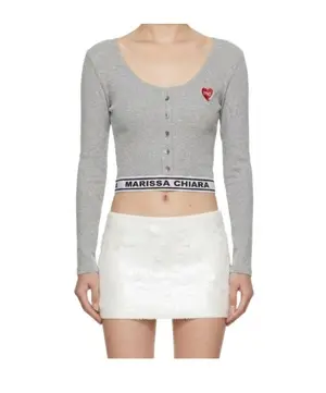 Marissa Chiara Long-sleeve Cropped T-shirt With Scoop Neckline