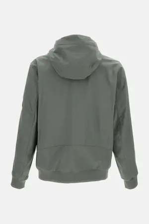 C.P. COMPANY Hooded Logo Plaque Zip-up Jacket - Gray