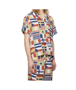 BODE Flag-print Linen Shirt - Multicolor