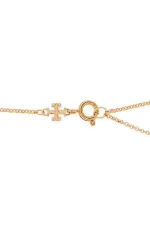 Tory Burch Miller Double Ring Pendant Embellished Necklace - Yellow