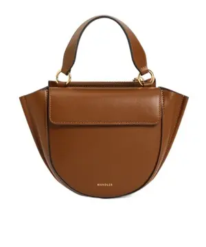 WANDLER Hortensia Logo Embossed Tote Bag - Saddle