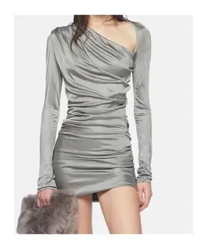 Attico Asymmetric Neck Mini Dress
