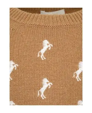 Chloé Pony Embroidered Sweater With Ribbon Detail