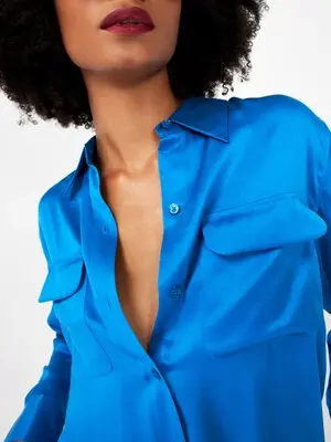 Equipment Signature Silk Shirt - Blue