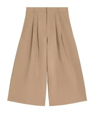 Celine Cropped Trousers In Cotton And Wool Gabardine - Light Brown