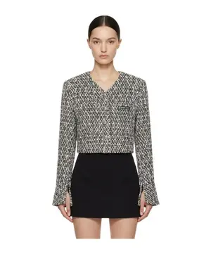 Marissa Chiara V-neck Cropped Jacket With Slit Cuffs
