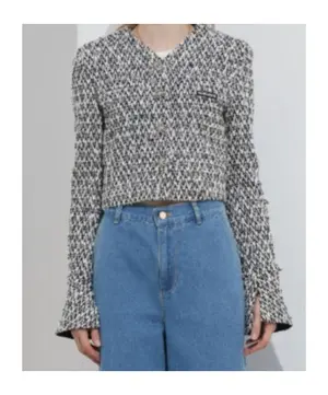 Marissa Chiara V-neck Cropped Jacket With Slit Cuffs