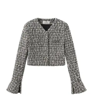 Marissa Chiara V-neck Cropped Jacket With Slit Cuffs - Black