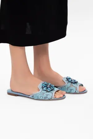 Dolce & Gabbana Bianca Lace Detailed Sandals - Blue