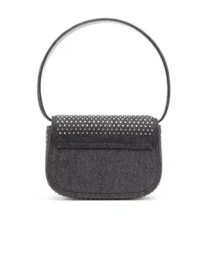 DIESEL® 1dr Embellished Denim Shoulder Bag - Gray