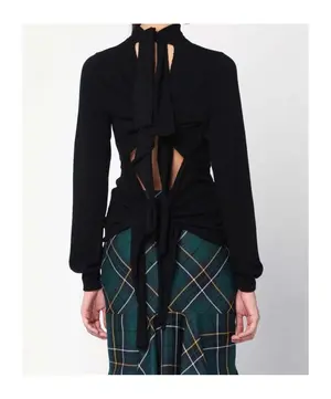 Moschino High Neck Long Sleeve Jumper With Criss-cross Back Detail