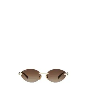 Gucci Gucci Oval Rimless Sunglasses Brown