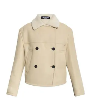 Jacquemus Double-breasted Shearling Coat - Cream