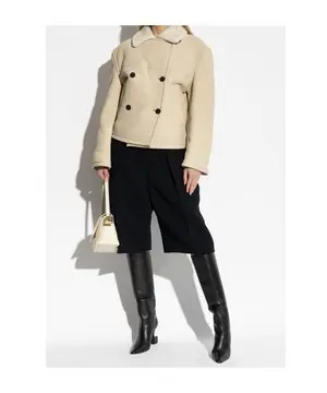 Jacquemus Double-breasted Shearling Coat - Cream
