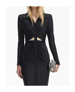 SELF-PORTRAIT Jersey Ruched Cut-out Midi Dress