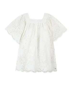 TARTINE ET CHOCOLAT Floral-embroidered Dress - White