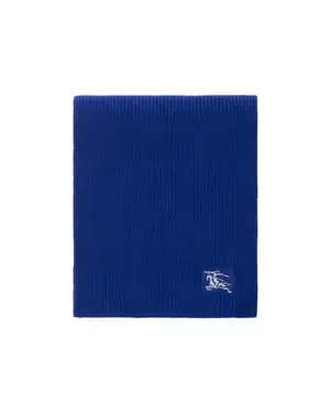 Burberry Equestrian Knight Embroidered Ribbed Scarf - Blue