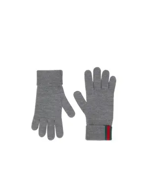 Gucci Wool Gloves With Web Detailing - Grey