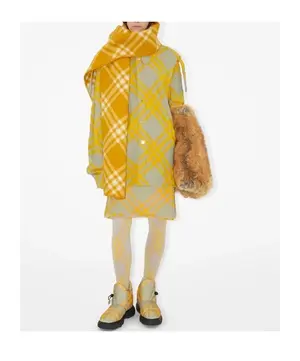Burberry Checked Pleated Skirt With Frayed Hem