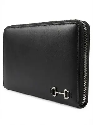 Gucci Zip Around Wallet With Horsebit - Black