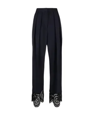 Stella McCartney High Waist Broderie Anglaise Trimmed Trousers - Black