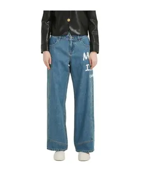 Marissa Chiara Wide Leg Jeans With Logo Detail