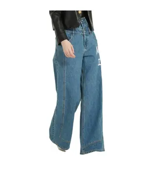 Marissa Chiara Wide Leg Jeans With Logo Detail