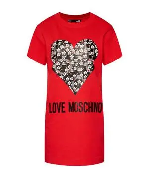 Moschino Logo Love Printed T-shirt Dress - Red