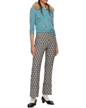 Valentino Garavani Monogram Jacquard Flare Trousers - Gray