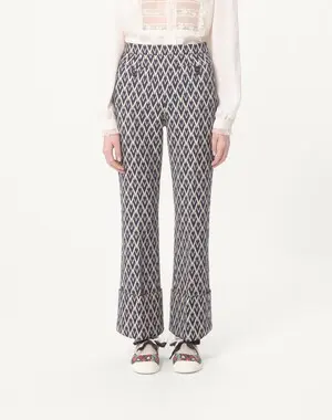 Valentino Garavani Monogram Jacquard Flare Trousers - Gray