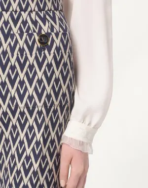 Valentino Garavani Monogram Jacquard Flare Trousers - Gray