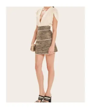 ZEUSDIONE Sleeveless Deep V-neck Bodysuit With Pleated Shoulders And Gathered Waist