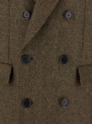 SUNFLOWER Herringbone Double-breasted Coat - Green