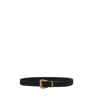 Brunello Cucinelli Rustic Woven Belt With Buckle - Black