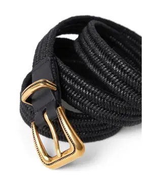 Brunello Cucinelli Rustic Woven Belt With Buckle - Black