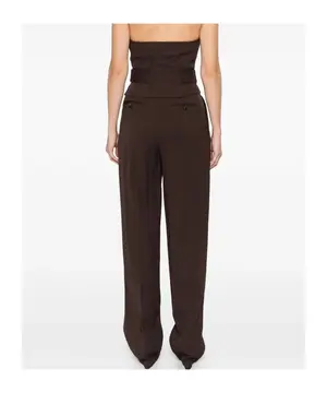 Elisabetta Franchi Gabardine Pleated Trousers - Black