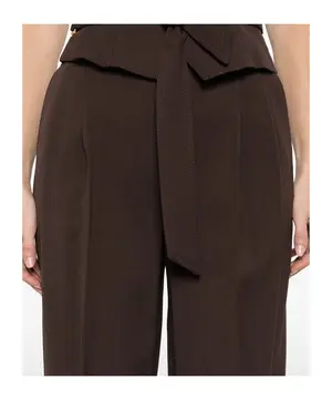 Elisabetta Franchi Gabardine Pleated Trousers - Black