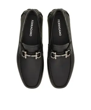 FERRAGAMO Penny Driver Loafer With Gancini Buckle - Black