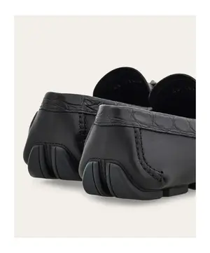 FERRAGAMO Penny Driver Loafer With Gancini Buckle - Black