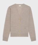 Celine Long-sleeved V-neck Sweater With Button Closure And Pockets - No